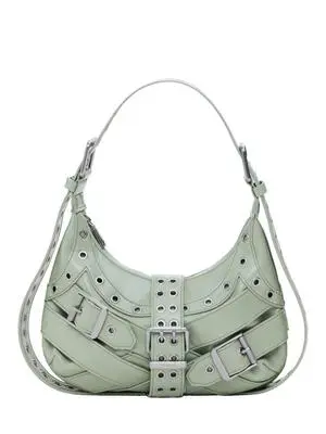 Desigual Grommet Trim Faux Leather Shoulder Bag - Green