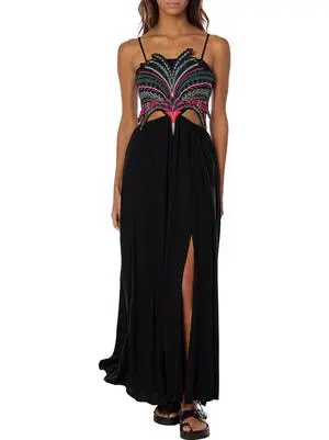 MAAJI Palm Grove Owen Embroidered Maxi Dress - Black