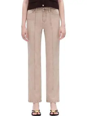 BAYEAS Seamed High-waist Straight-leg Jeans - Khaki