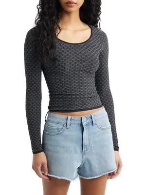 Free People Love Letter Long Sleeve Top - Black