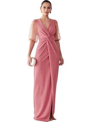 BWLDR Chiara Fit-and-flare Maxi Dress - Dusty Rose