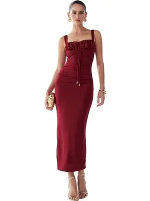 BWLDR Bodycon Midi Dress - Burgundy