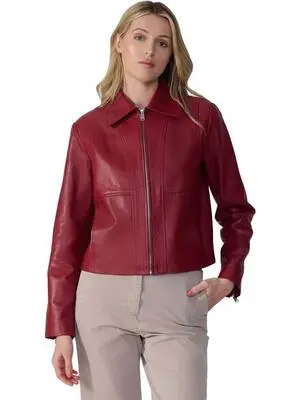 FURNIQ UK Daisy Leather Jacket - Light Burgundy