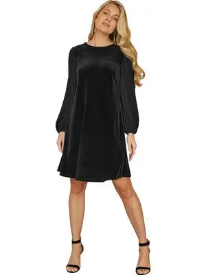 YUMI Velvet Tunic Dress - Black