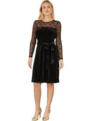 YUMI Velvet Skater Dress - Black