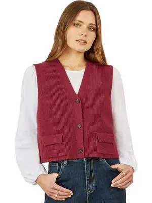 YUMI Knitted Pullover Waistcoat Burgundy