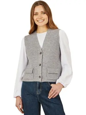 YUMI Knitted Pullover Waistcoat - Grey