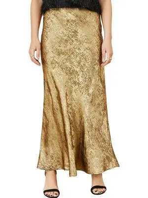YUMI Satin Midi Skirt - Gold