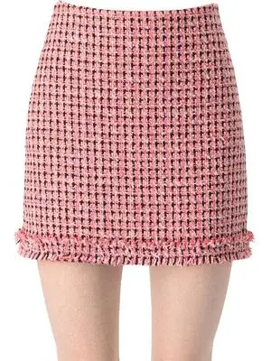 IVONNE High-waisted Tweed Mini Skirt - Pink