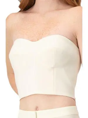 IVONNE Solid Tube Crop Top - Natural