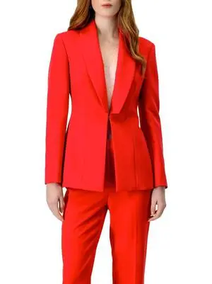 IVONNE Shawl Lapel Blazer - Red