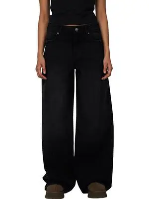 GOOD FOR NOTHING Baggy Vintage Wash Seam Denim Jeans - Black