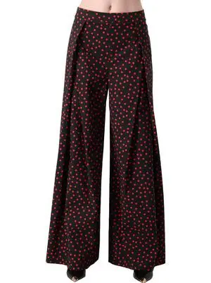 IVONNE Wide-leg Polka Dot Print Pants - Black