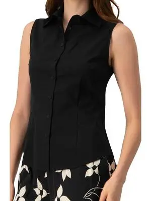 IVONNE Sleeveless Shirt Blouse - Black