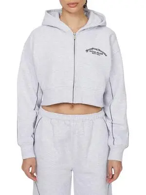 GOOD FOR NOTHING Coverlock Vintage Crop Zip Hoodie - Grey Marl
