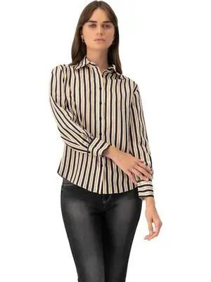IVONNE Long Sleeve Button-down Shirt - Striped