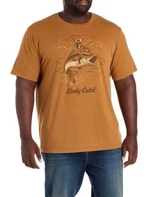 Lucky Brand Big & Tall Lucky Catch Graphic Tee - Rubber