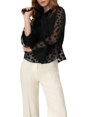IVONNE Polka Dot Blouse With Tie Neck - Black