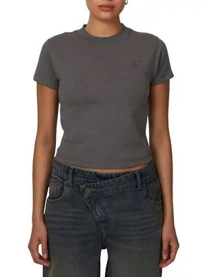 GOOD FOR NOTHING Emblem Slub Baby T-shirt - Grey