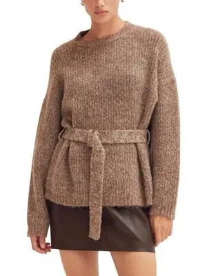 CRESCENT Belted Tunic Sweater