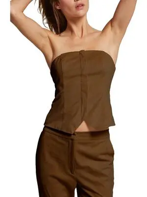 CRESCENT Faux Suede Tube Top Espresso