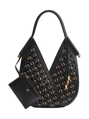 Donna Karan New York Baldwin Woven Grommet Mini Shoulder Bag - Black/gold