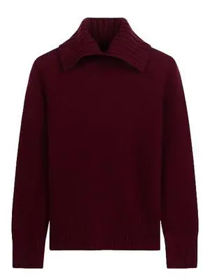 Gobi Cashmere Slit T-neck Cashmere Sweater - Zinfandel