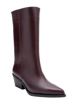 FOREVER & ALWAYS SHOES Juana Leather Pointed Toe Boots - Burgundy Leather