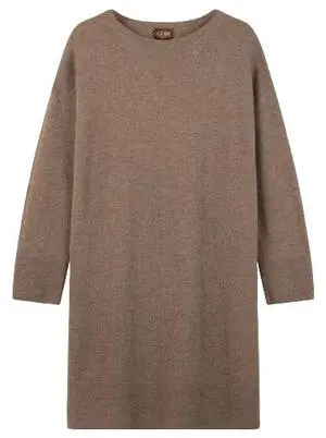 Gobi Cashmere Cashmere Knit C-neck Dress - Taupe
