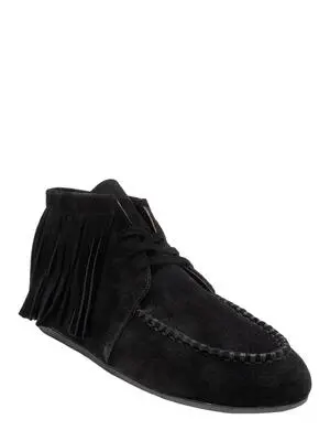 FOREVER & ALWAYS SHOES Raux Leather Ankle Boot Black Suede Leather