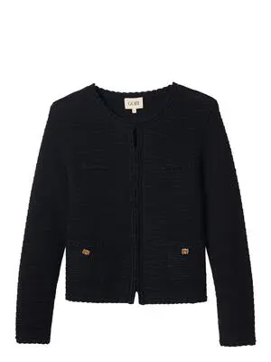 Gobi Cashmere Textured Knit Cashmere Jacket-style Cardigan - Black