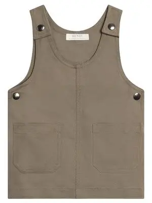 KENDI Alma Twill Jumper Dress - Olive