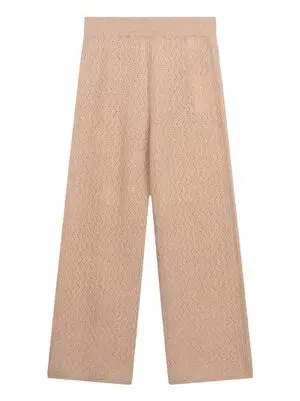 Gobi Cashmere Wide-leg Ajour Knit Cashmere Trousers - Beige