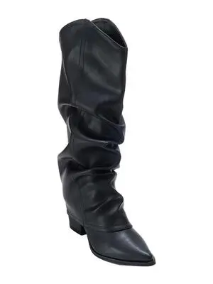 PROLOGUE SHOES Elaris Knee High Boots Black Faux Leather