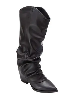 PROLOGUE SHOES Elaris Knee High Boots Brown Faux Leather