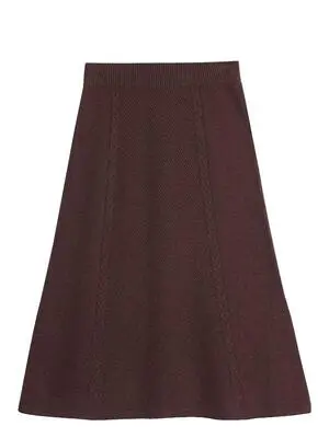 Gobi Cashmere A-line Cashmere Knitted Skirt - Cocoa