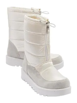 PROLOGUE SHOES Zip-Up Mid-Calf Snow Boots White Faux Leather