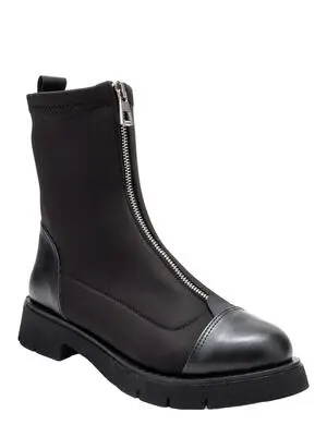 PROLOGUE SHOES Martos Zip Up Ankle Boot - Black Faux Leather