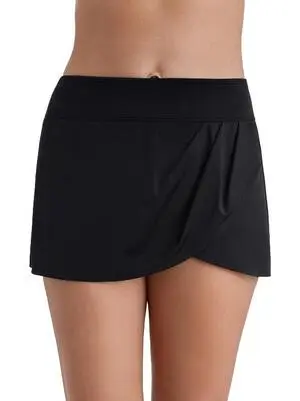 SHAPESOLVER Tulip Swim Skirt - Black