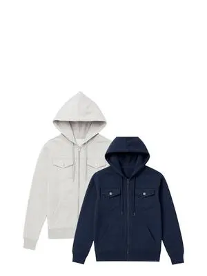 BENBEN Two Heavyweight Zip Hoodies Grey/navy