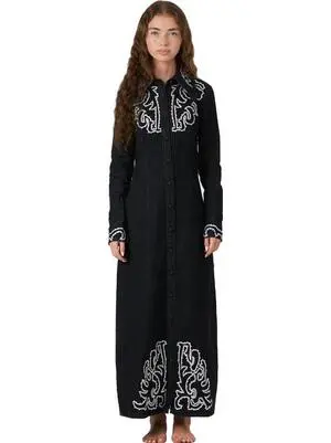 BY TESS COLLECTION Wren Embroidered Dress - Black Denim