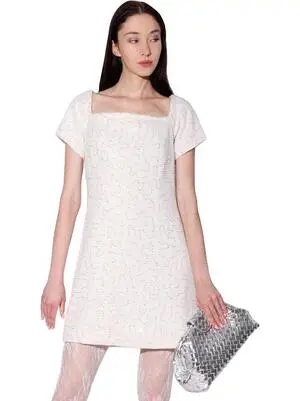 Walter Baker Hayden Mini Dress - White Sparkle Tweed