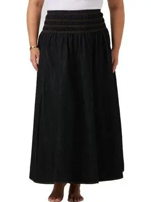 BY TESS COLLECTION Hana Maxi Skirt - Black Denim