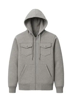 BENBEN Heavyweight Full Zip Up Hoodie Jacket Charcoal