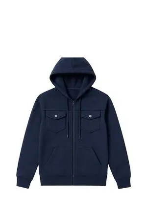 BENBEN Heavyweight Full Zip Up Hoodie Jacket Navy