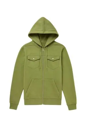 BENBEN Heavyweight Full Zip Up Hoodie Jacket Olive