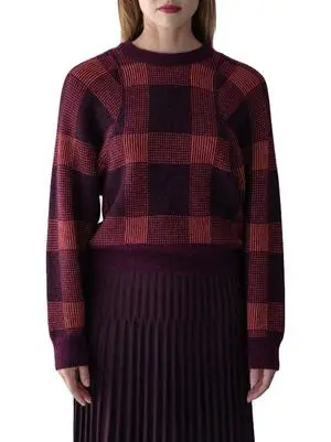 SSKEIN Tartine Plaid Pullover - Aubergine
