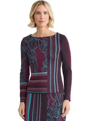 Ming Wang Jacquard Knit Top - Midnight Violet/nebula