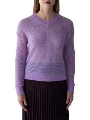 SSKEIN Lacey Pointelle Pullover - Iris