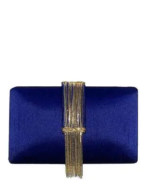 SIMITRI Jewel Fringe Clutch - Sapphire Blue